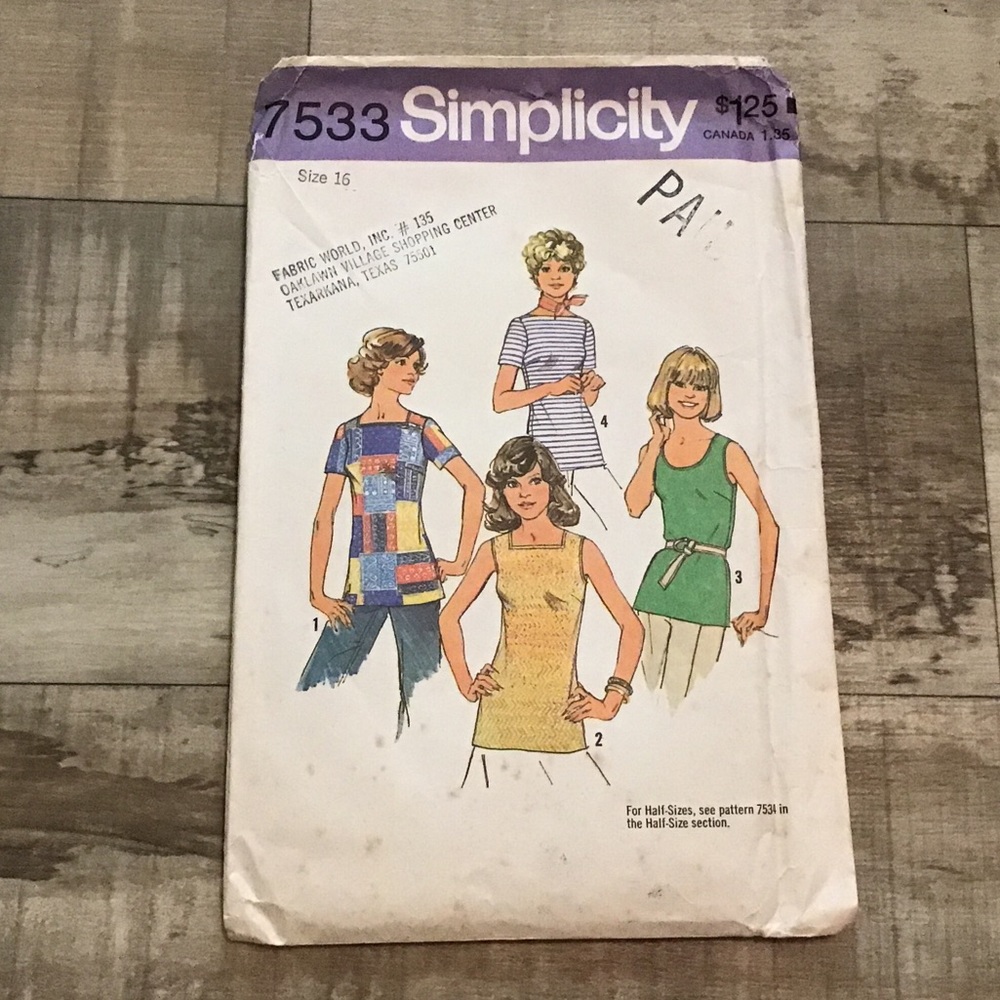 Simplicity Sewing Pattern. Vintage - Gem